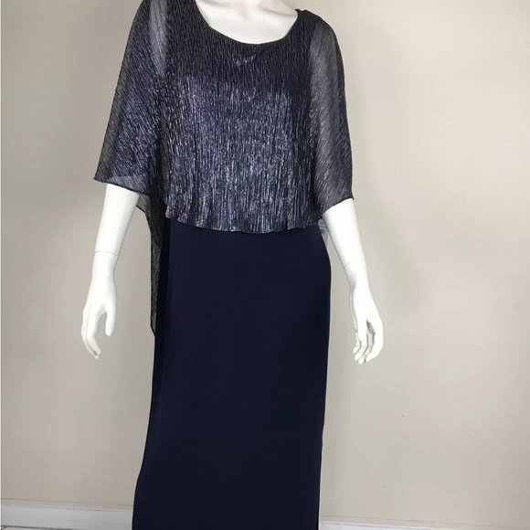 Jm Studio | Dresses | Jm Studio Maxi Dress With Capenavysize 4brand New ...
